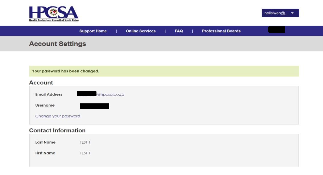 Updating contact details on HPCSA portal